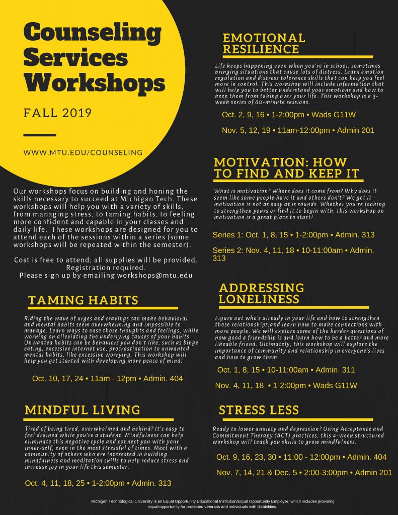 Counseling Services Workshops | CEGE Undergraduate Advising Blog