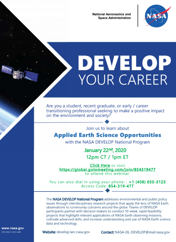 NASA DEVELOP National Program: Informational Webinars | CEGE ...