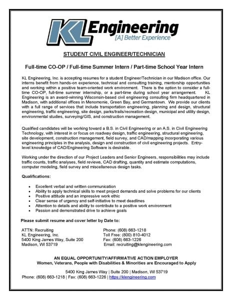 Job Posting: KL Engineering | CEGE Undergrad Advising