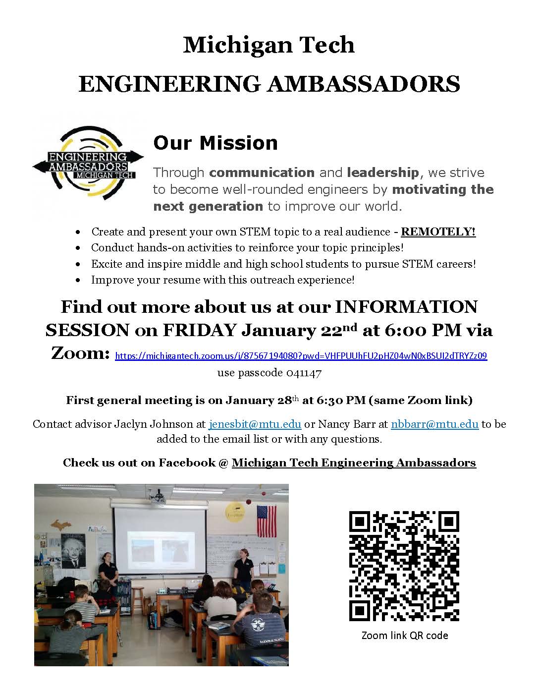 Info Meeting Michigan Tech Engineering Ambassadors Cege Undergrad