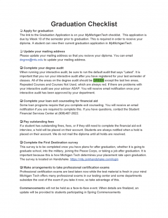 Graduation Checklist | Computing News Blog