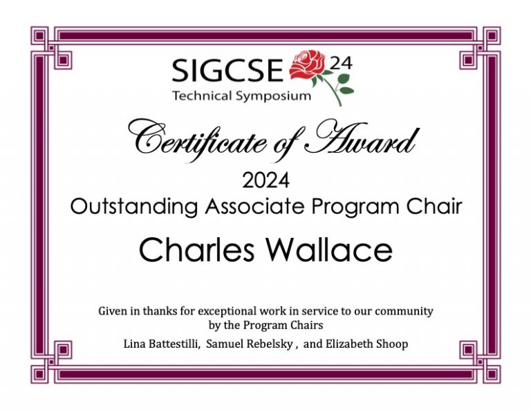 Charles Wallace Recognized for Outstanding Contributions to SIGCSE ...
