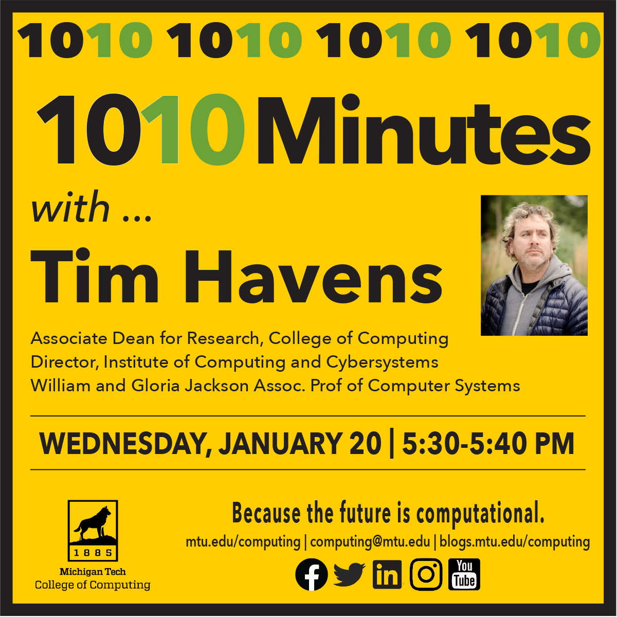 1010 with ... Tim Havens, Weds., Jan. 20, 5:30-5:40 pm | Institute of ... 1010 with ... Tim Havens, Weds., Jan. 20, 5:30-5:40 pm | Institute of ...