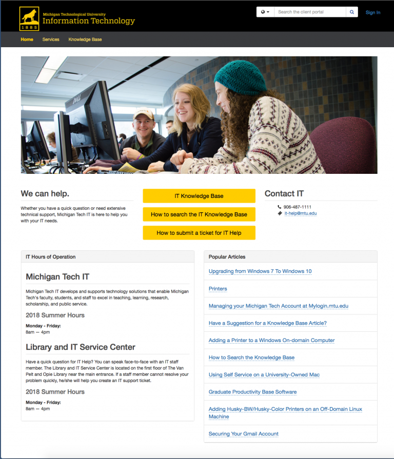 Introducing the new online IT Support Center | Michigan Tech IT News