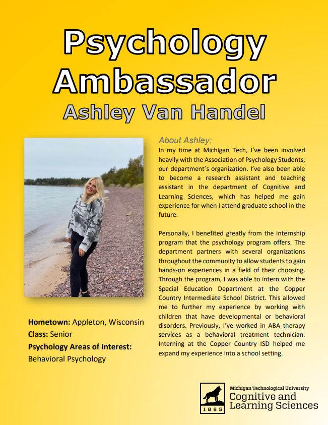 Psychology Ambassador: Ashley Van Handel | Psych & Human Factors News