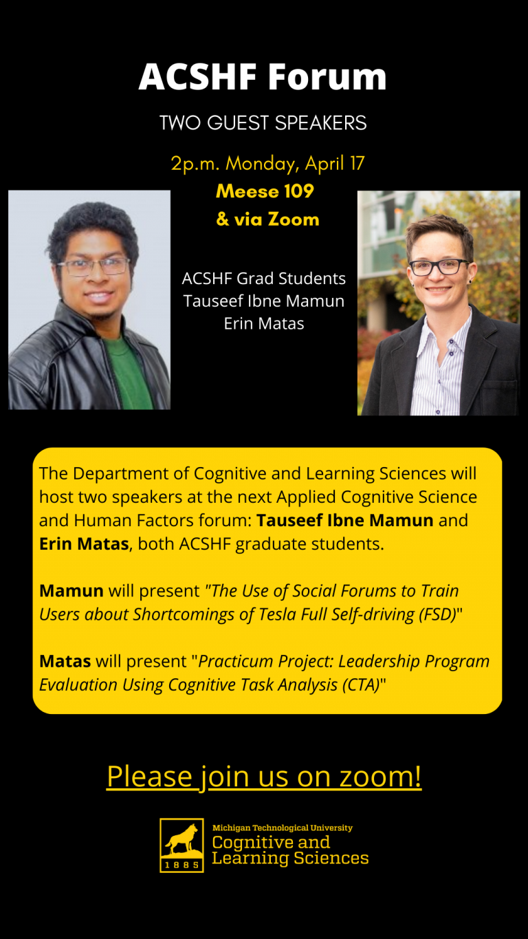 ACSHF Forum: Grad Student Presentations | Psychology and Human Factors News