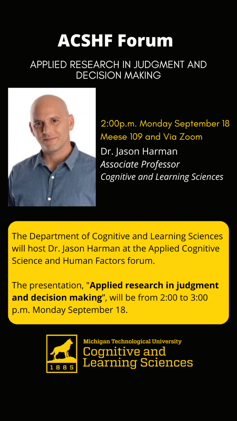 ACSHF Forum: Jason Harman | Psychology and Human Factors News