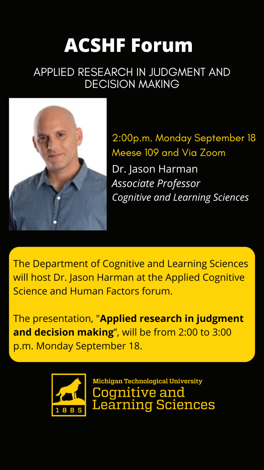 ACSHF Forum: Jason Harman | Psychology and Human Factors News