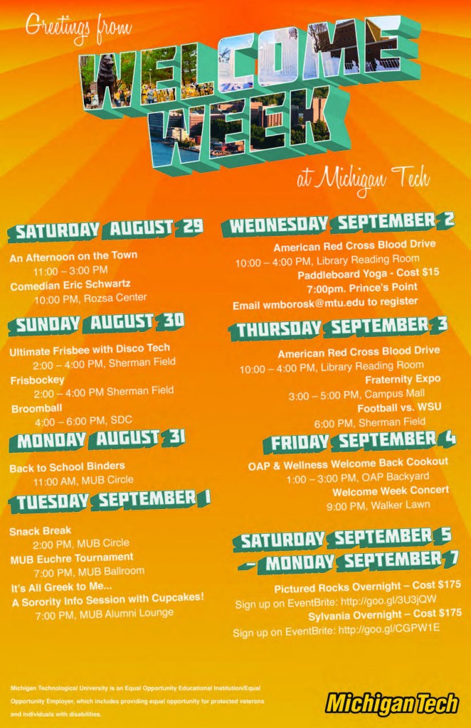 Welcome Week 2015 Events | Student Leadership and Involvement News Blog