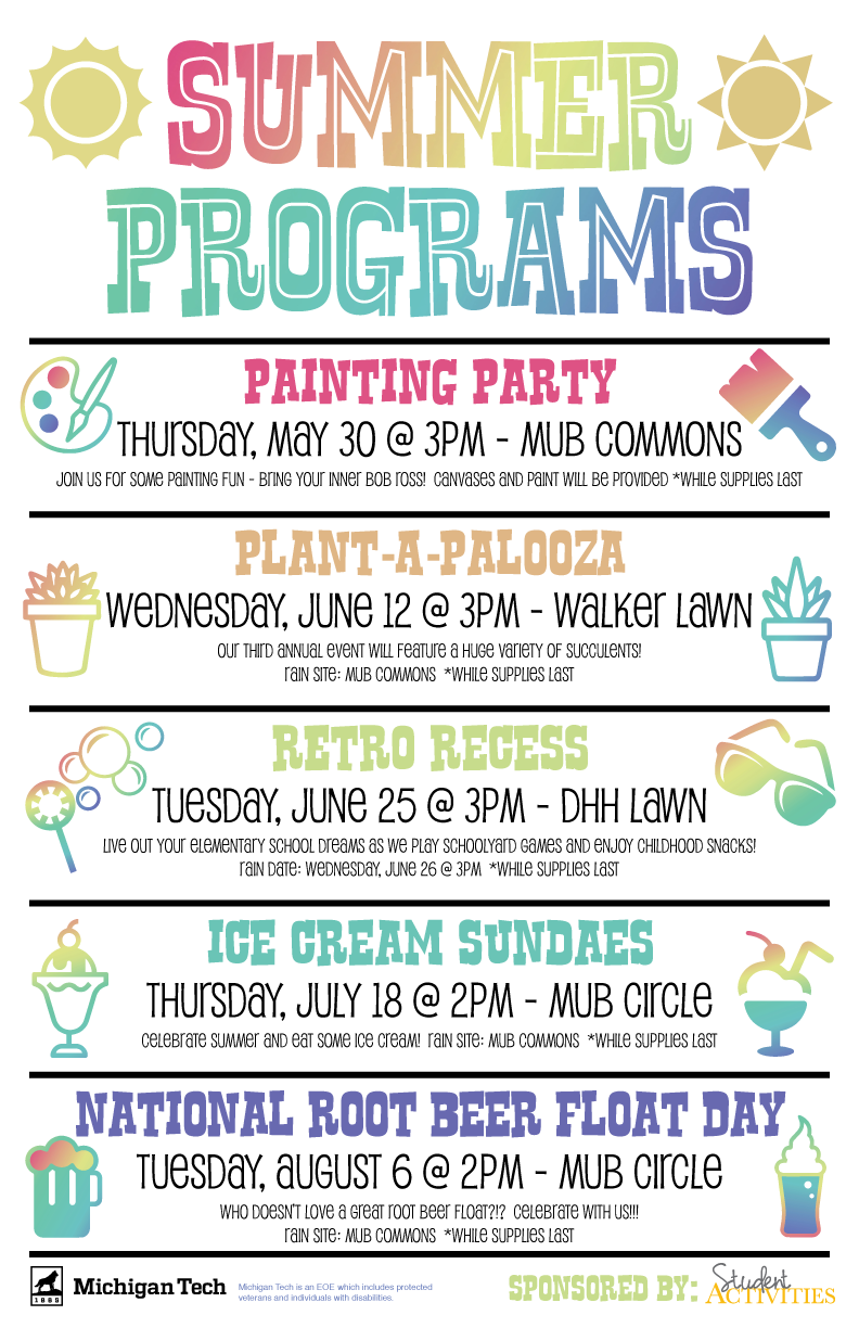 Summer Programming Schedule - 2019 | Student Leadership and Involvement ...