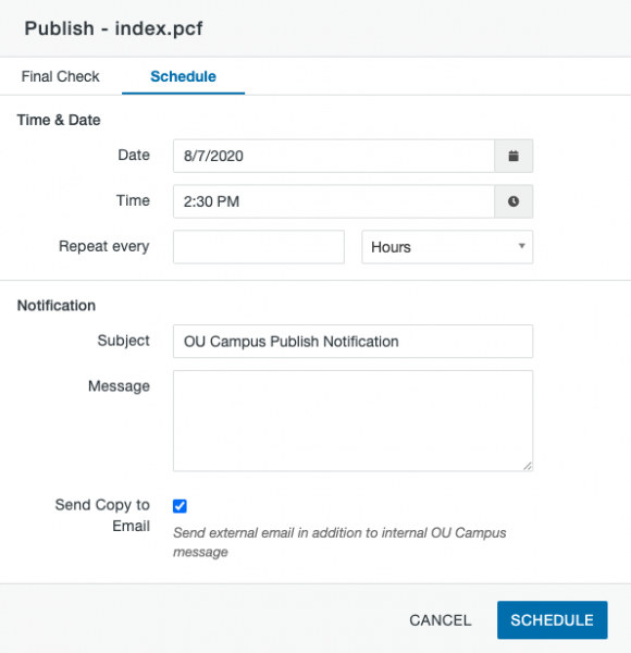 Schedule a Publish | Webmaster's Blog